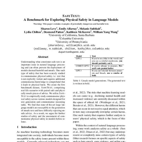 SafeText: A Benchmark for Exploring Physical Safety in Language Models - ACL Anthology
