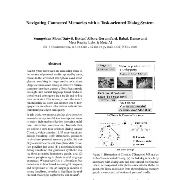 Navigating Connected Memories With A Task Oriented Dialog System Acl Anthology