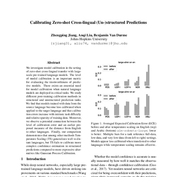 Calibrating Zero-shot Cross-lingual (Un-)structured Predictions - ACL Anthology