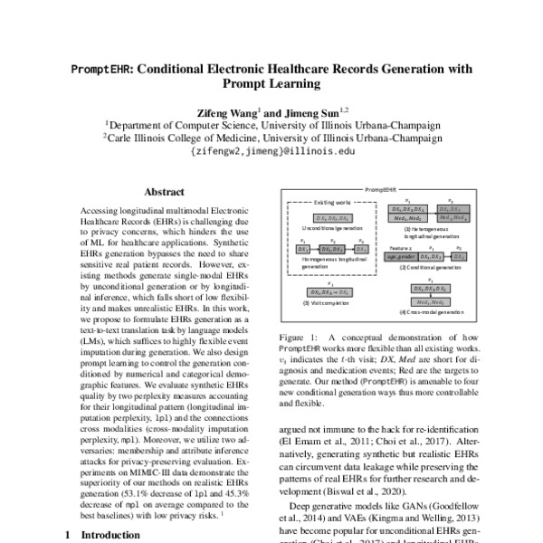 PromptEHR: Conditional Electronic Healthcare Records Generation with Prompt Learning - ACL Anthology