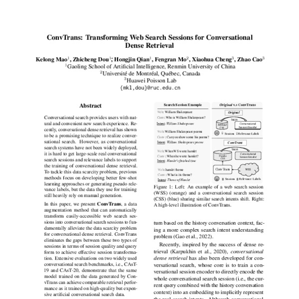 Convtrans Transforming Web Search Sessions For Conversational Dense Retrieval Acl Anthology