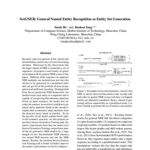 Setgner General Named Entity Recognition As Entity Set Generation Acl Anthology