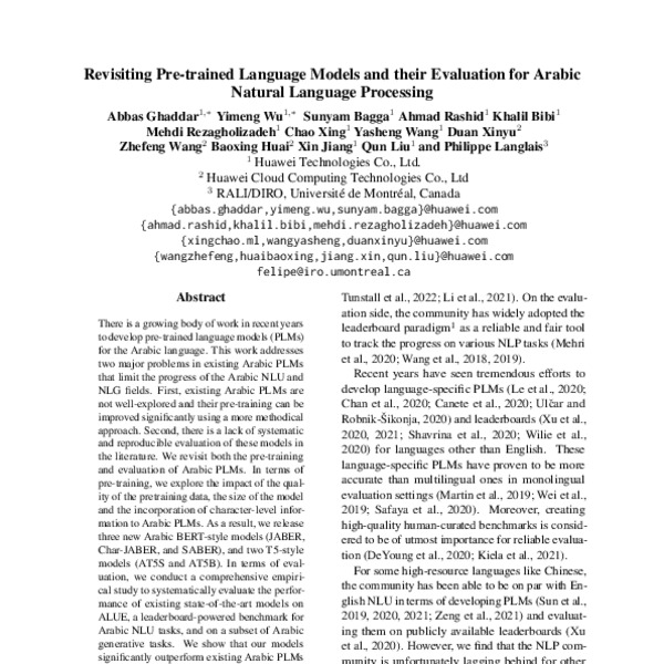 Revisiting Pre-trained Language Models and their Evaluation for Arabic ...
