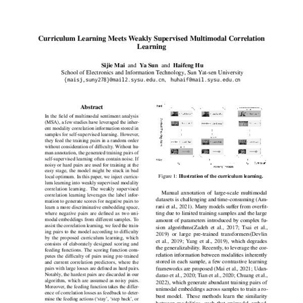 Curriculum Learning Meets Weakly Supervised Multimodal Correlation Learning - ACL Anthology