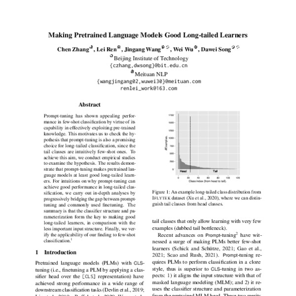 Making Pretrained Language Models Good Long-tailed Learners - ACL Anthology