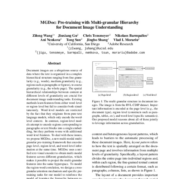MGDoc: Pre-training with Multi-granular Hierarchy for Document Image Understanding - ACL Anthology