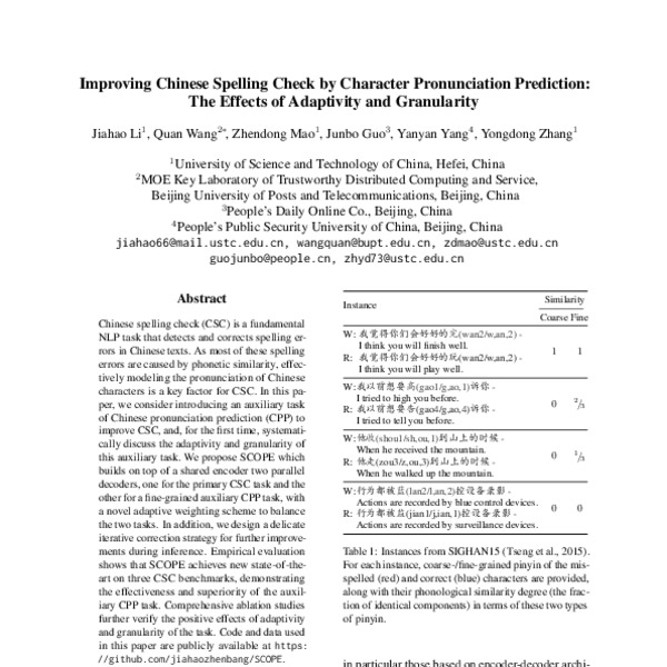 Improving Chinese Spelling Check by Character Pronunciation Prediction: The Effects of ...