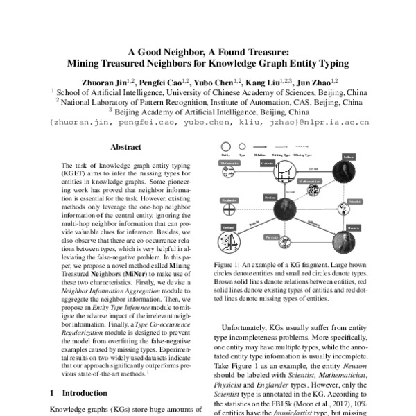 A Good Neighbor, A Found Treasure: Mining Treasured Neighbors for Knowledge Graph Entity Typing ...