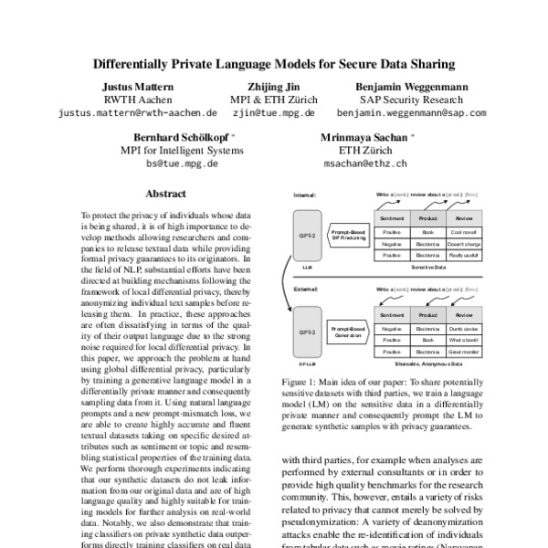 Differentially Private Language Models for Secure Data Sharing - ACL Anthology