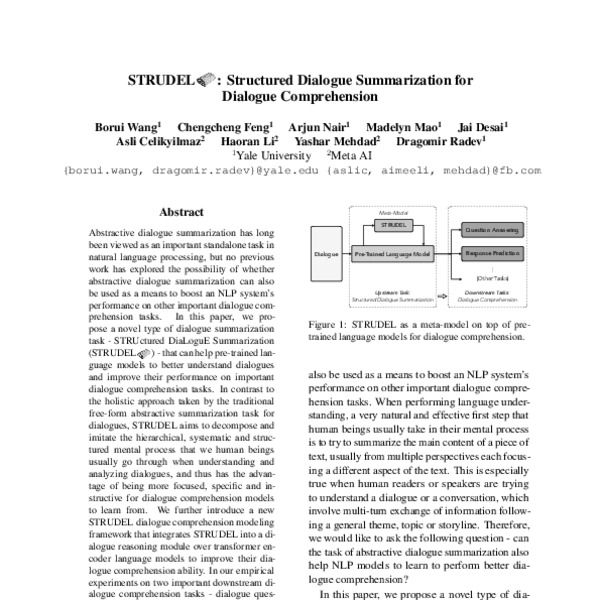 Strudel Structured Dialogue Summarization For Dialogue Comprehension