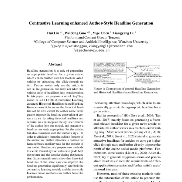 Contrastive Learning enhanced Author-Style Headline Generation - ACL ...