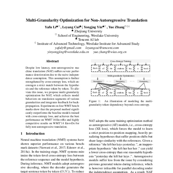 Multi-Granularity Optimization for Non-Autoregressive Translation - ACL Anthology