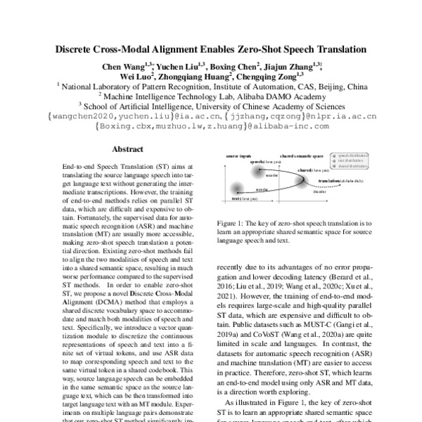 Discrete Cross-Modal Alignment Enables Zero-Shot Speech Translation - ACL Anthology