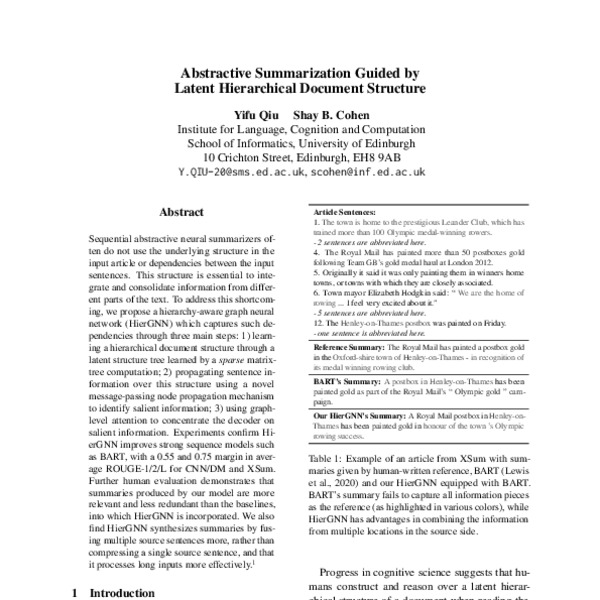Abstractive Summarization Guided by Latent Hierarchical Document Structure - ACL Anthology