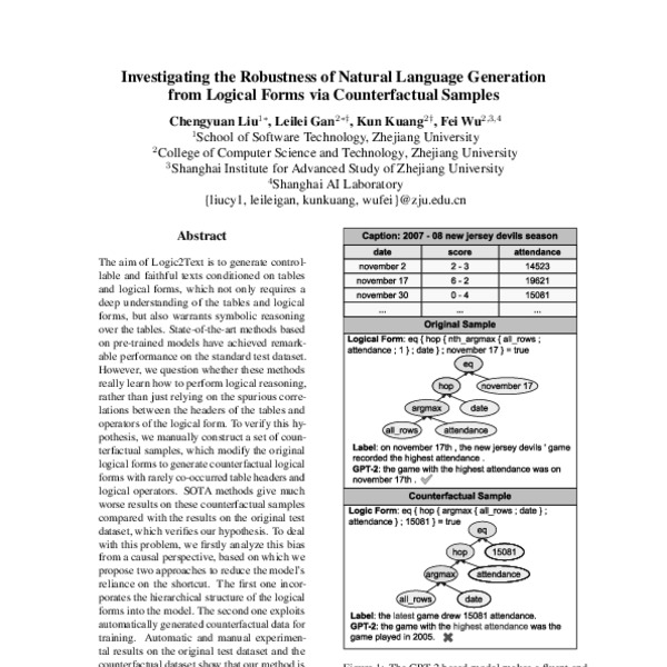 Investigating the Robustness of Natural Language Generation from Logical Forms via ...