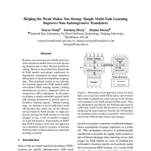 Helping The Weak Makes You Strong Simple Multi Task Learning Improves Non Autoregressive