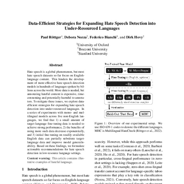 Data Efficient Strategies For Expanding Hate Speech Detection Into Under Resourced Languages