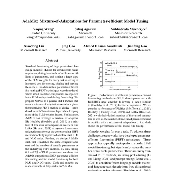 Adamix Mixture Of Adaptations For Parameter Efficient Model Tuning Acl Anthology 