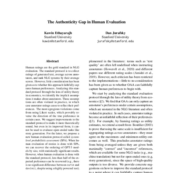 The Authenticity Gap in Human Evaluation - ACL Anthology