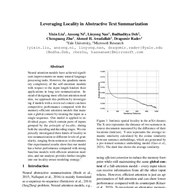 Leveraging Locality in Abstractive Text Summarization - ACL Anthology