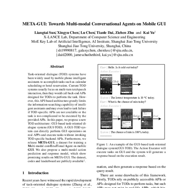 META-GUI: Towards Multi-modal Conversational Agents on Mobile GUI - ACL Anthology