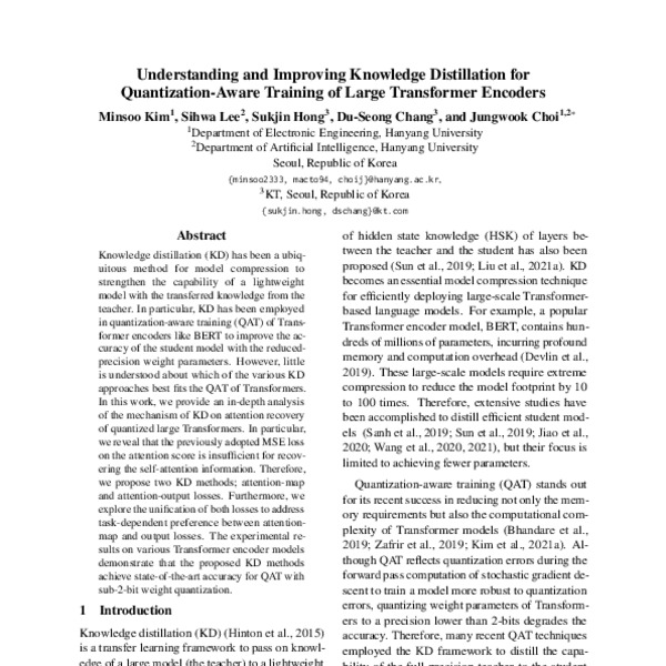 Understanding and Improving Knowledge Distillation for Quantization Aware Training of Large ...