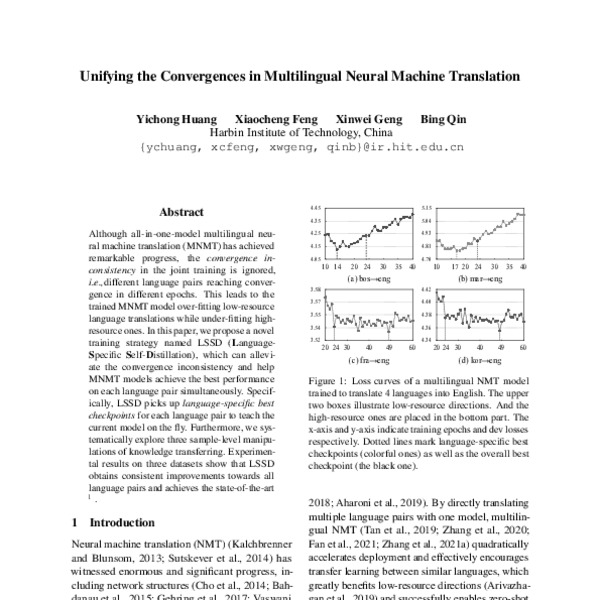 Unifying the Convergences in Multilingual Neural Machine Translation - ACL Anthology
