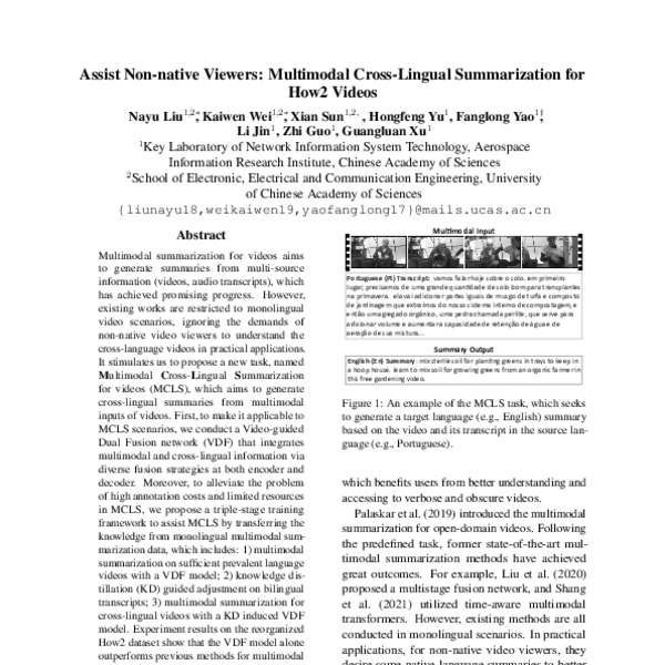 Assist Non-native Viewers: Multimodal Cross-Lingual Summarization for How2 Videos - ACL Anthology