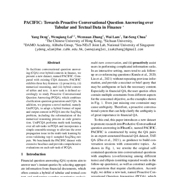 PACIFIC: Towards Proactive Conversational Question Answering over Tabular and Textual Data in ...