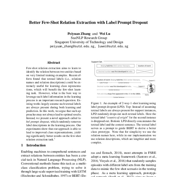 Better Few-Shot Relation Extraction with Label Prompt Dropout - ACL Anthology