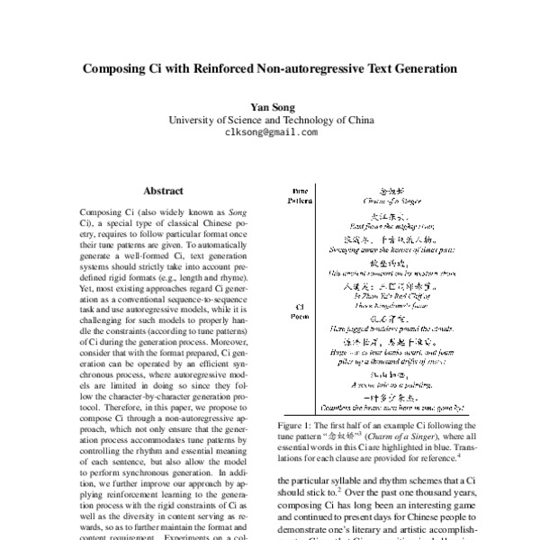 Composing Ci with Reinforced Non-autoregressive Text Generation - ACL ...