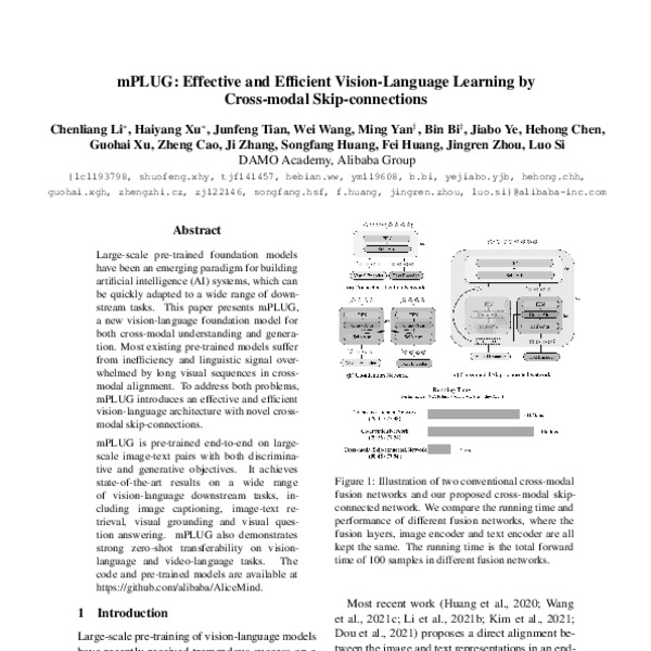 Mplug Effective And Efficient Vision Language Learning By Cross Modal