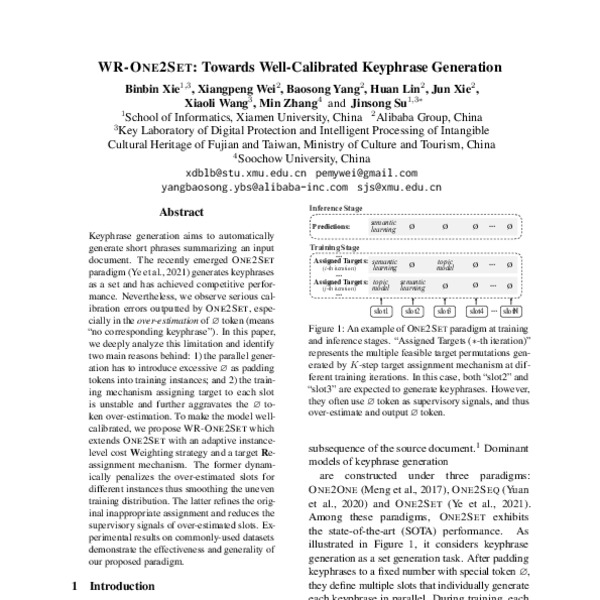 WR-One2Set: Towards Well-Calibrated Keyphrase Generation - ACL Anthology