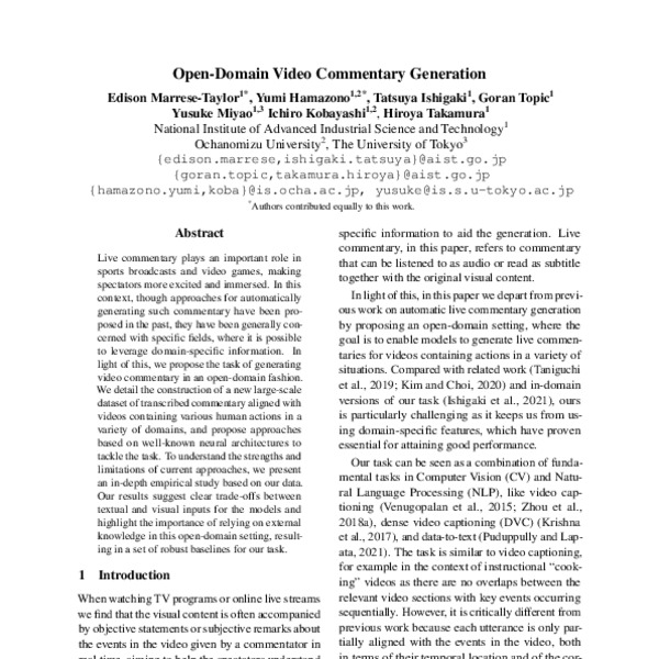 Open-domain Video Commentary Generation - ACL Anthology