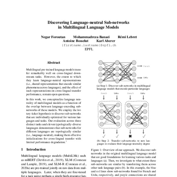 Discovering Language-neutral Sub-networks in Multilingual Language ...