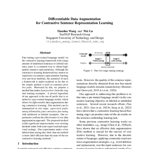 Differentiable Data Augmentation for Contrastive Sentence Representation Learning - ACL Anthology
