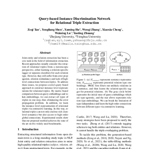 Query Based Instance Discrimination Network For Relational Triple