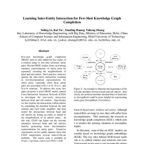 Learning Inter-Entity-Interaction for Few-Shot Knowledge Graph Completion - ACL Anthology