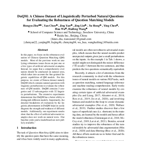 DuQM: A Chinese Dataset of Linguistically Perturbed Natural Questions ...