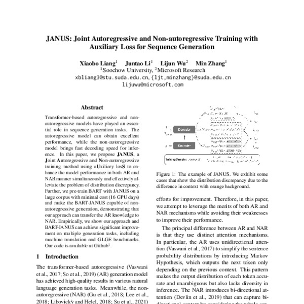 JANUS: Joint Autoregressive and Non-autoregressive Training with Auxiliary Loss for Sequence ...