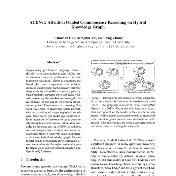 Acenet Attention Guided Commonsense Reasoning On Hybrid Knowledge Graph Acl Anthology