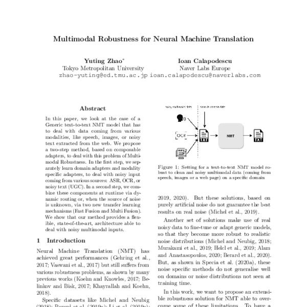 Multimodal Robustness for Neural Machine Translation - ACL Anthology