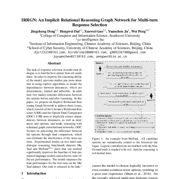 IRRGN: An Implicit Relational Reasoning Graph Network for Multi-turn Response Selection - ACL ...