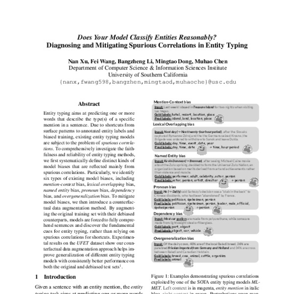 Does Your Model Classify Entities Reasonably? Diagnosing and Mitigating Spurious Correlations in ...