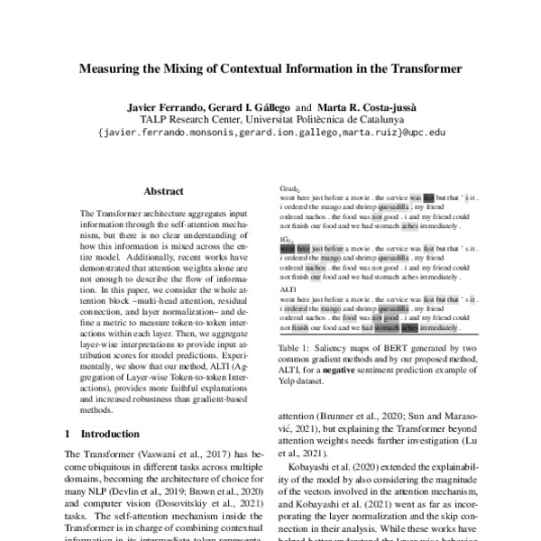 Measuring the Mixing of Contextual Information in the Transformer - ACL Anthology
