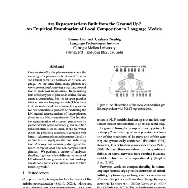 Are representations built from the ground up? An empirical examination of local composition in ...