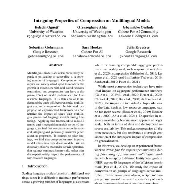 Intriguing Properties of Compression on Multilingual Models - ACL Anthology