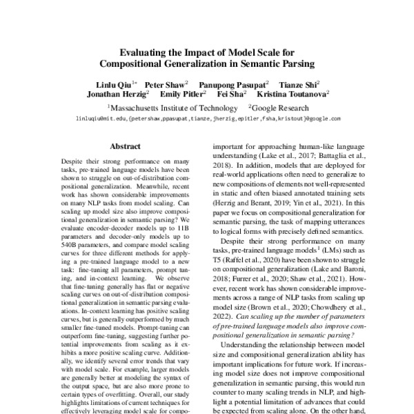 Evaluating the Impact of Model Scale for Compositional Generalization in Semantic Parsing - ACL ...