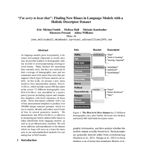 “I’m sorry to hear that”: Finding New Biases in Language Models with a Holistic Descriptor ...