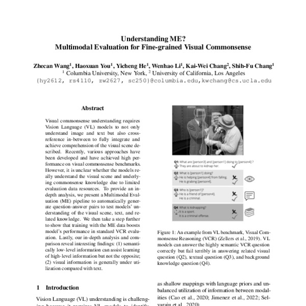 Understanding ME? Multimodal Evaluation for Fine-grained Visual Commonsense - ACL Anthology